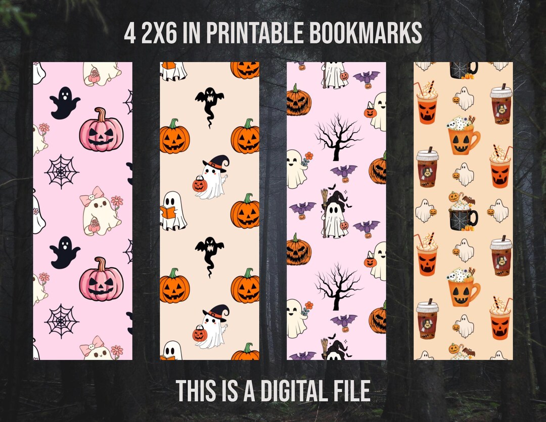 Spooky Bookmark Set Printable Halloween Bookmarks Cute Ghost Gift for ...