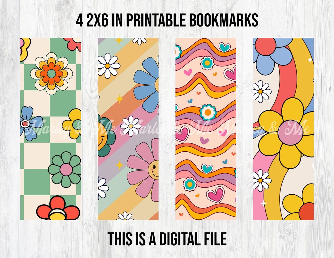 Groovy Printable Bookmarks Y2k Bookmark Retro Book Mark Set Gift for ...
