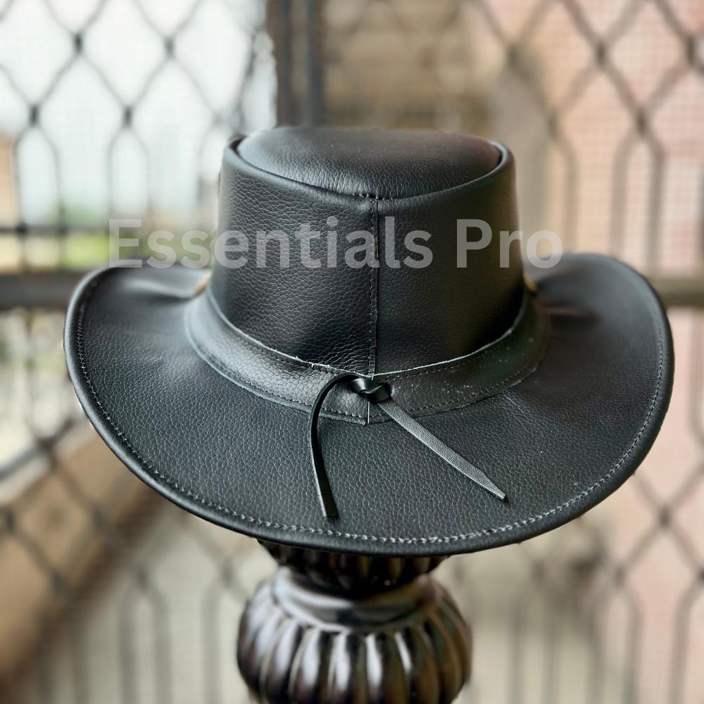 Wombat Foldable Black Leather Hat the Wilds Full Grain Leathers Men's ...