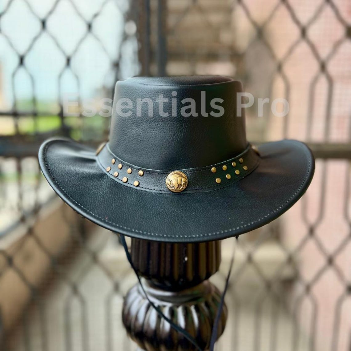 Wombat Foldable Black Leather Hat the Wilds Full Grain Leathers Men's ...