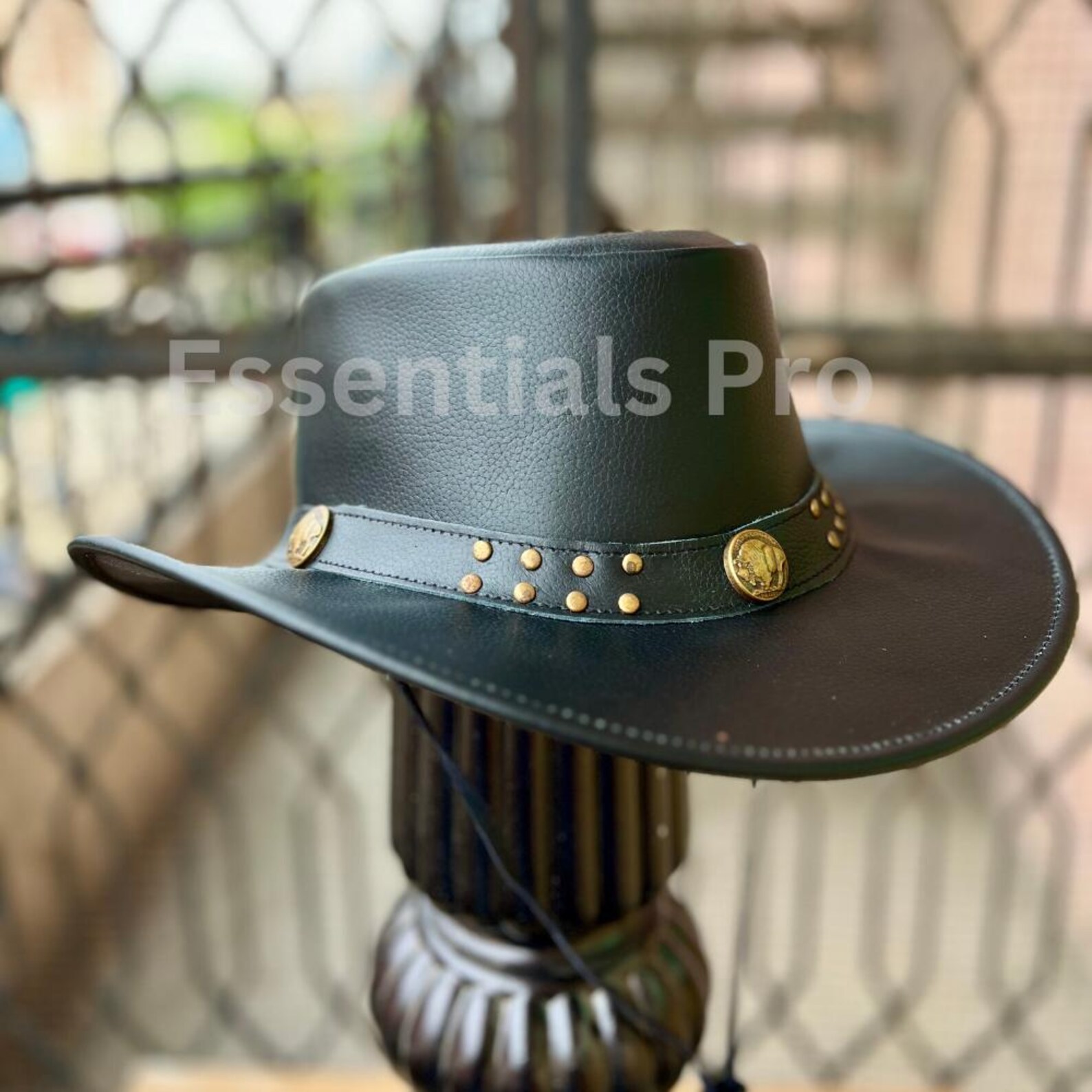 Wombat Foldable Black Leather Hat the Wilds Full Grain Leathers Men's ...