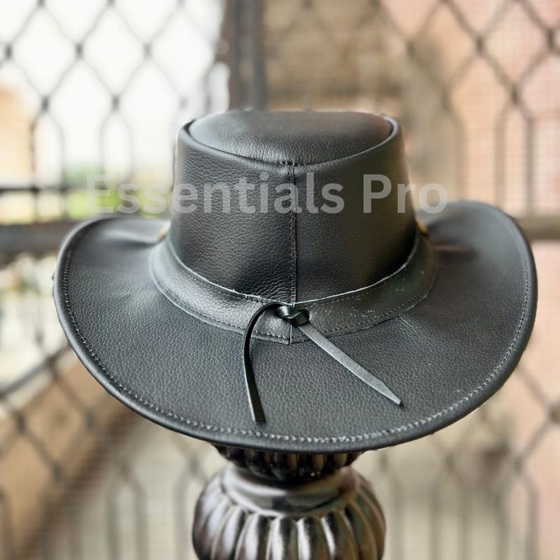 Wombat Foldable Black Leather Hat the Wilds Full Grain Leathers Men's ...