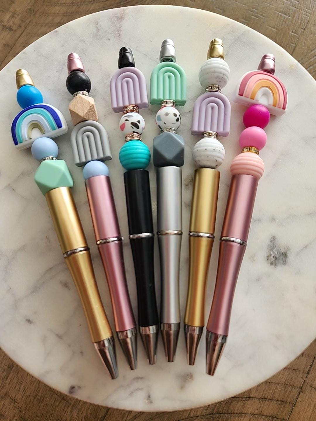 Rainbow Silicone Beaded Ballpoint Pen, Ballpoint Pen, Cute Pen ...