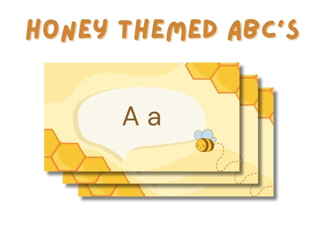 Bee-themed Digital ABC Flashcards Honey Alphabet Cards for Kids - Etsy
