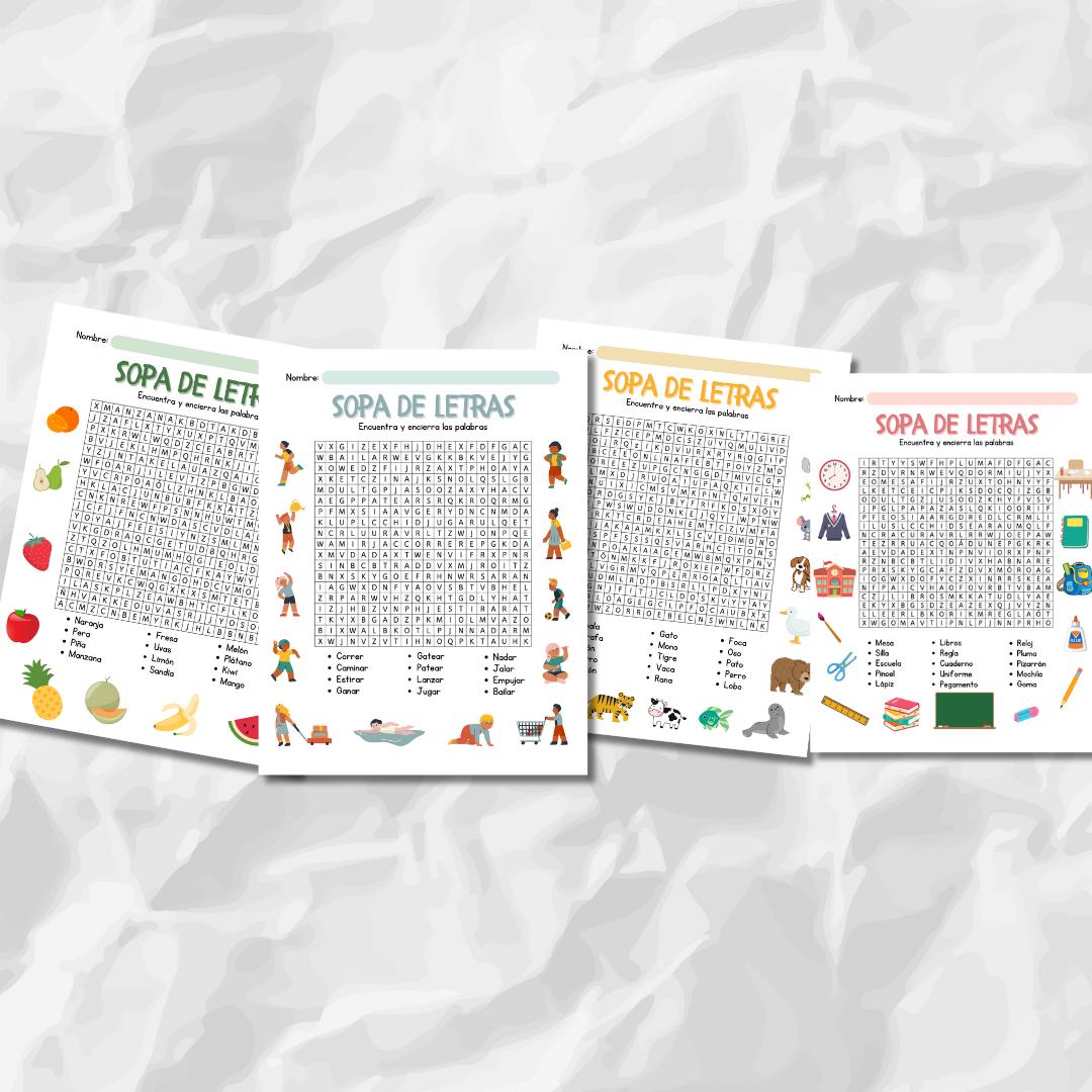Printable Spanish Word Search Puzzles for Kids – 5 Fun Themes ...
