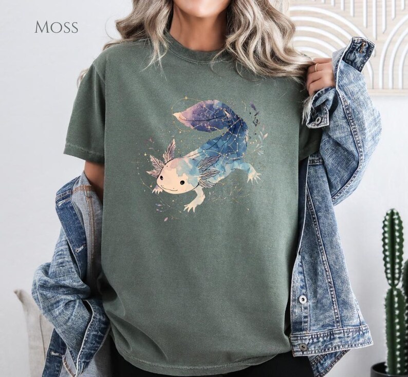 Celestial Axolotl Shirt, Galaxy Animal Tee Cosmic Creature Watercolor ...