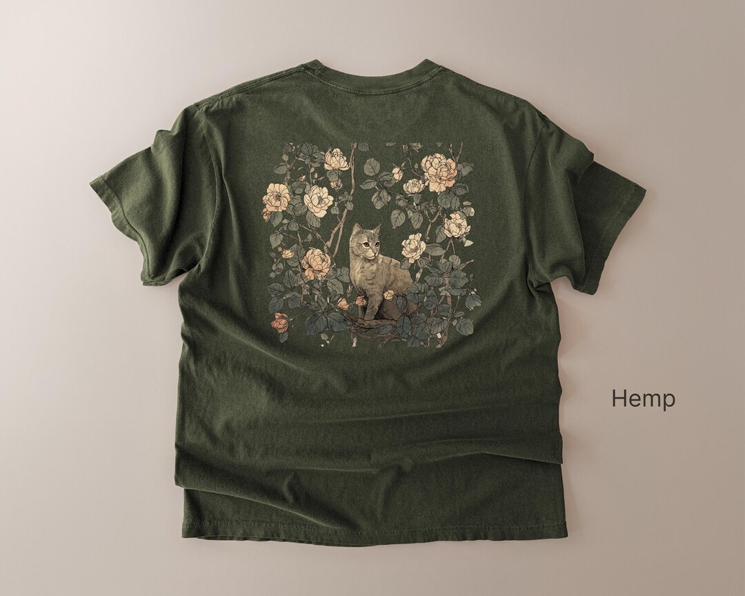 Cottage Core Cat T Shirt Vintage Style Gift Ideas Autumn Vibe Cat Shirt ...