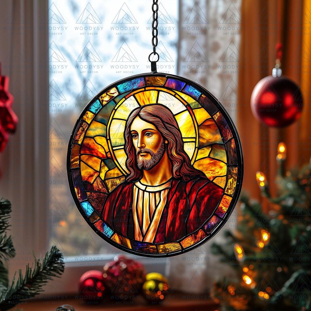 Jesus Christ Father Stained Glass Suncatcher for Christmas Hanging ...