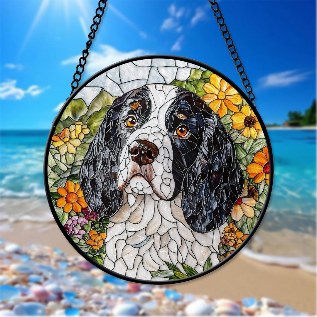 Cocker Spaniel Stained Glass Suncatcher, Springer Spaniel Dog With ...