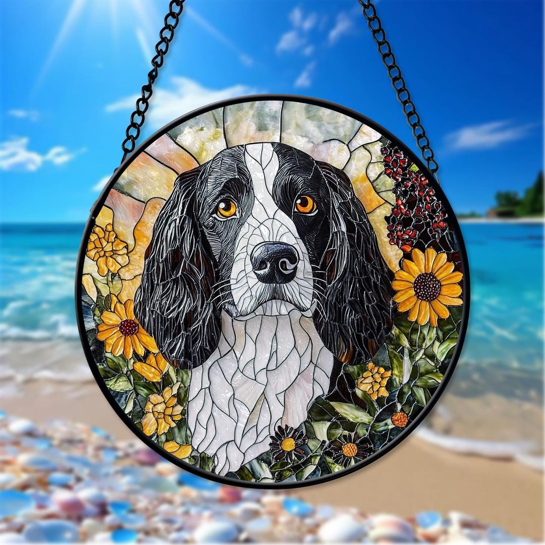 Cocker Spaniel Stained Glass Suncatcher, Springer Spaniel Dog With ...