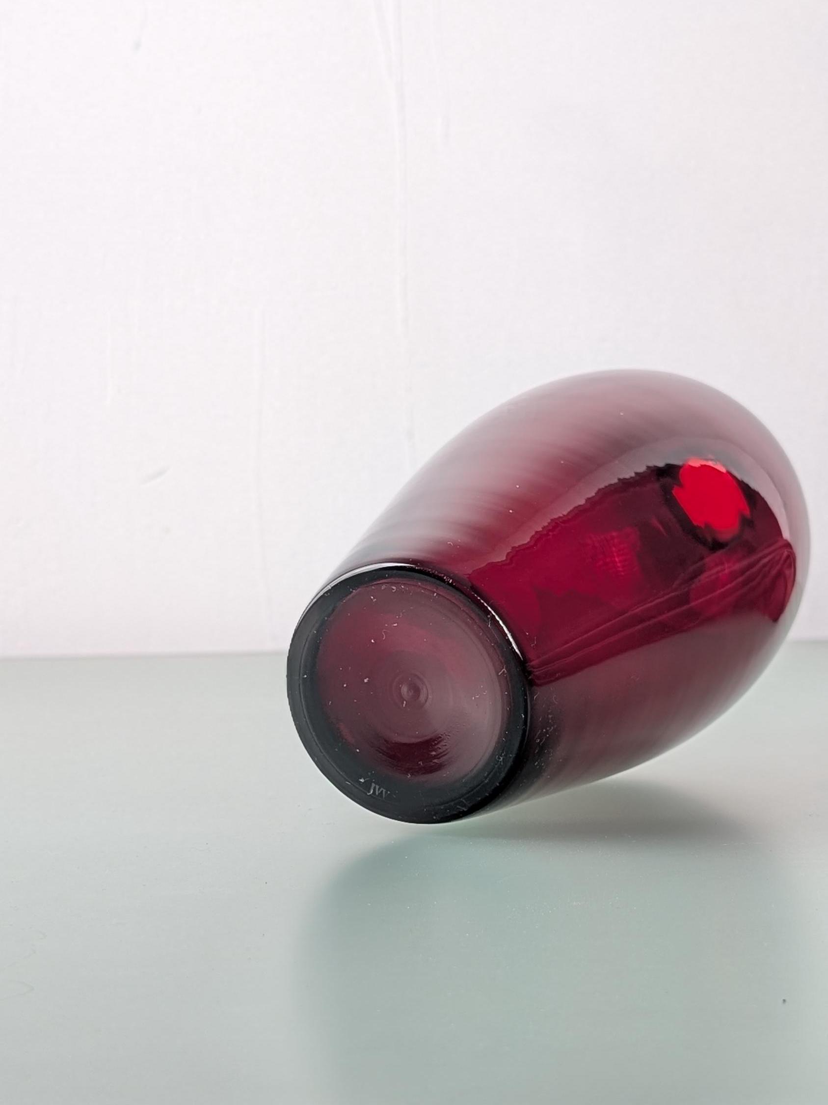 Vintage IVV Glass Vase Italian Art Accent Vase Deep Burgundy Decor ...