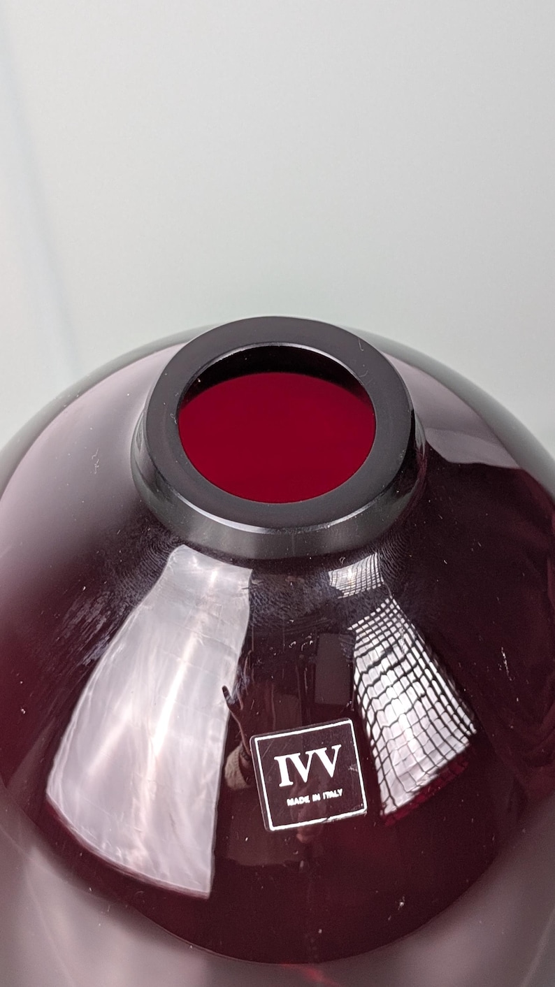 Vintage IVV Glass Vase Italian Art Accent Vase Deep Burgundy Decor ...