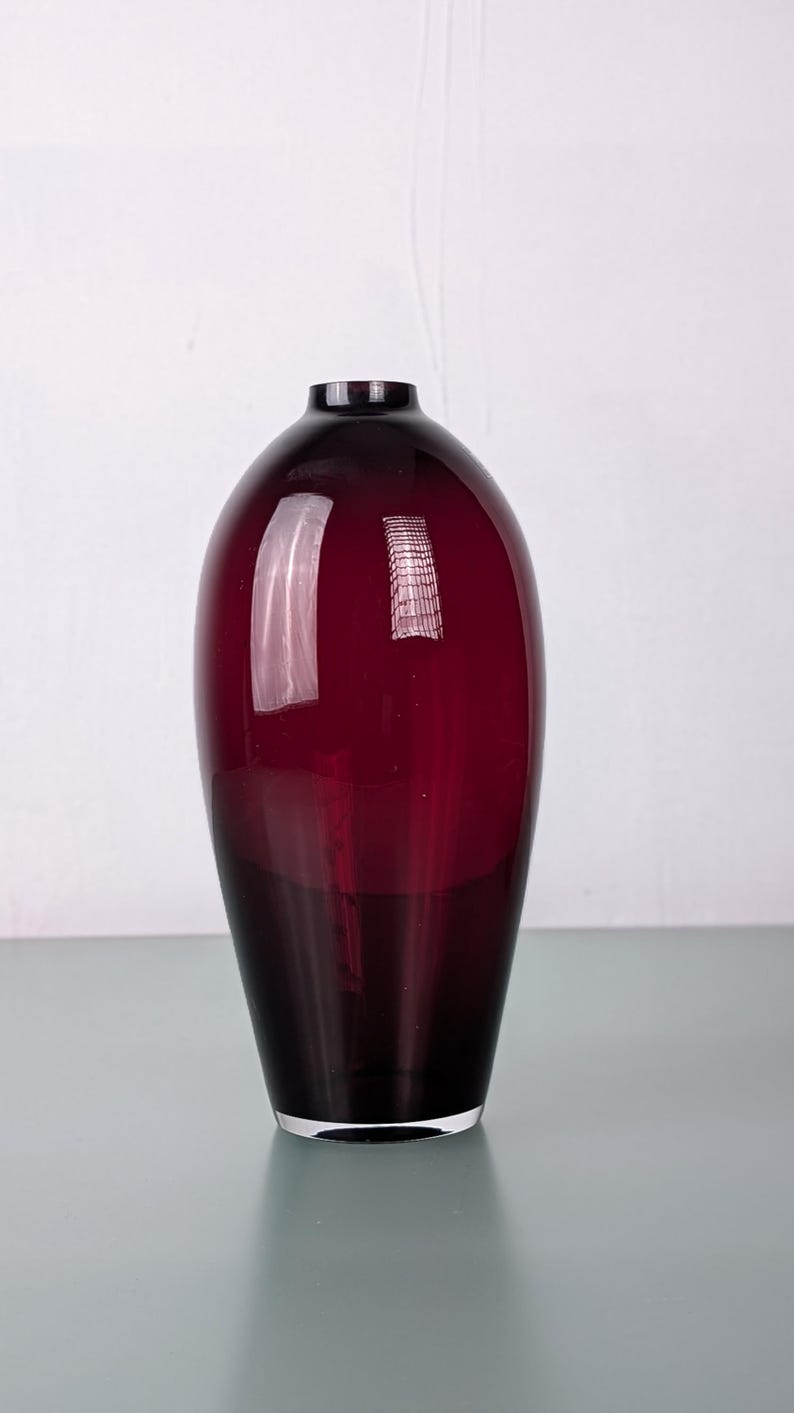 Vintage IVV Glass Vase Italian Art Accent Vase Deep Burgundy Decor ...