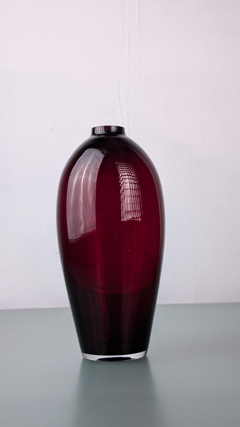 Vintage IVV Glass Vase Italian Art Accent Vase Deep Burgundy Decor ...