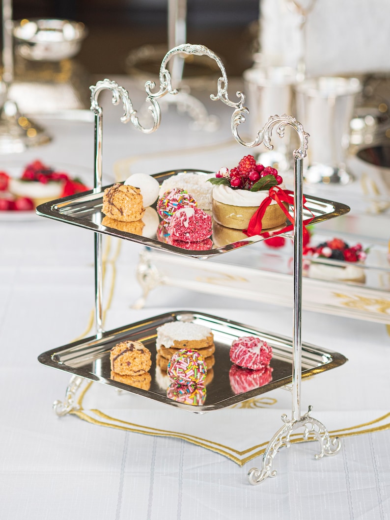 Handmade Silver Plated Tiered Stand, Luxury Silver Plated Serving Ware ...