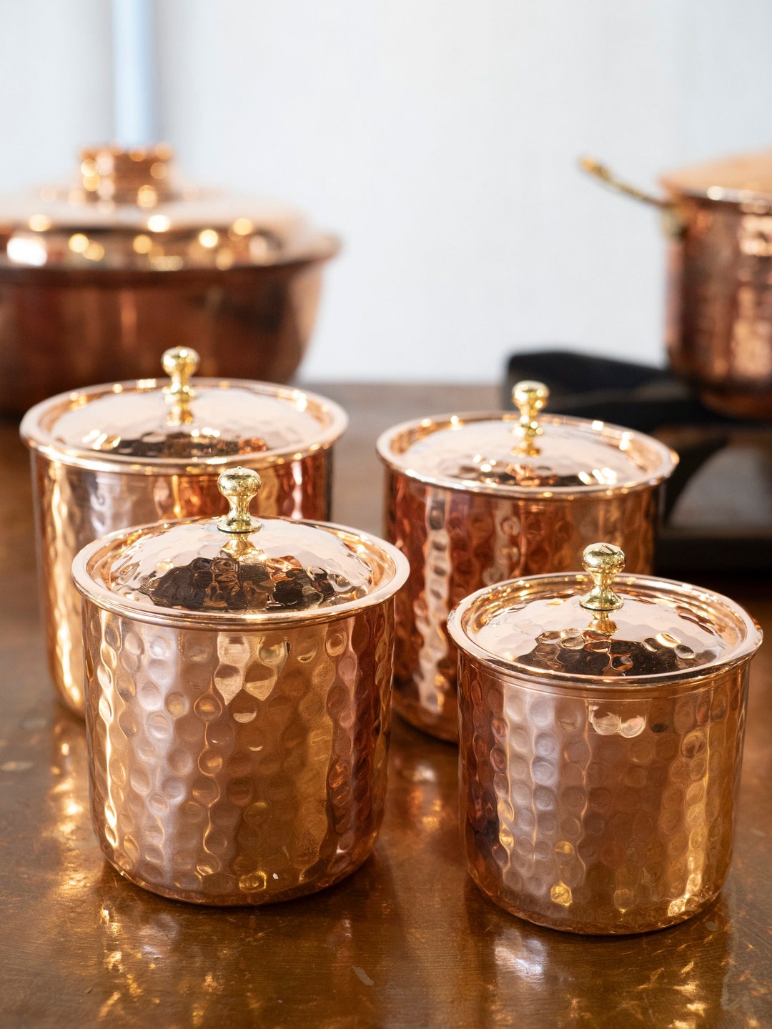Handmade Copper Spice Set of 4, Copper Canister Set, Copper Spice Jars ...