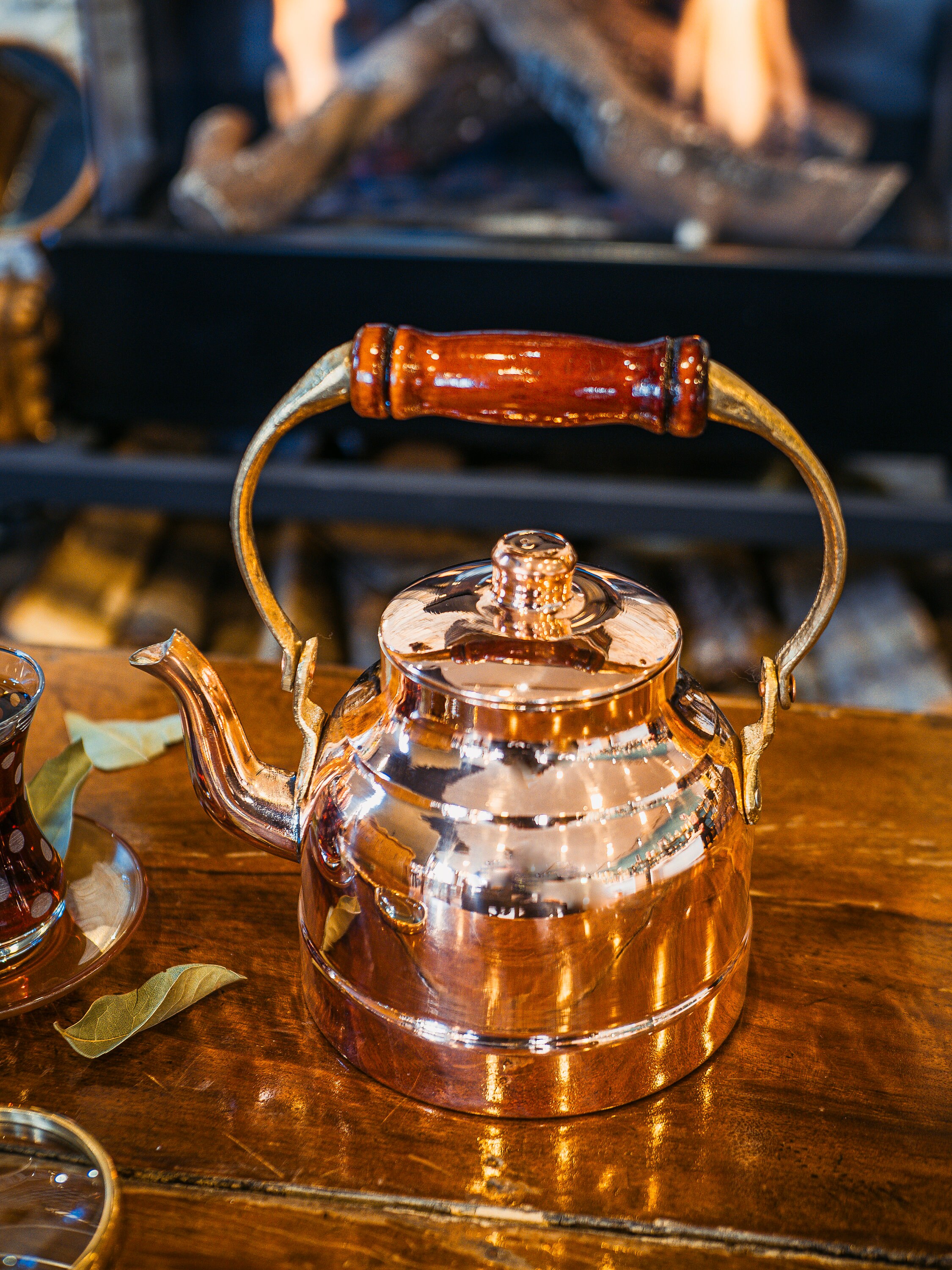 Handmade Copper Tea Kettle With Wood Handle, Stovetop Tea Kettle ...