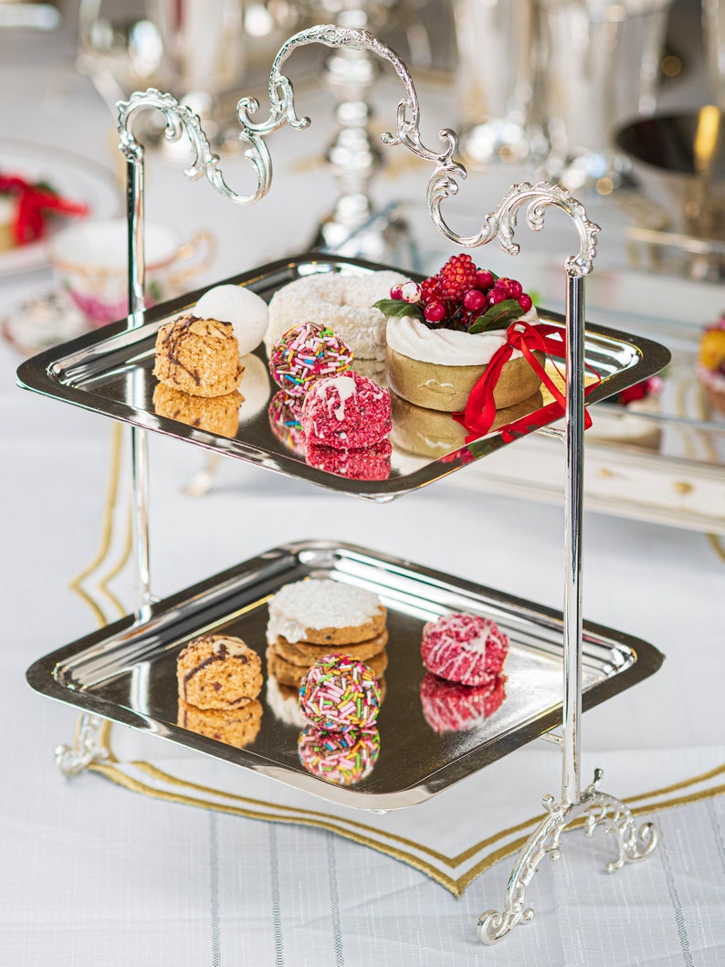Handmade Silver Plated Tiered Stand, Luxury Silver Plated Serving Ware ...