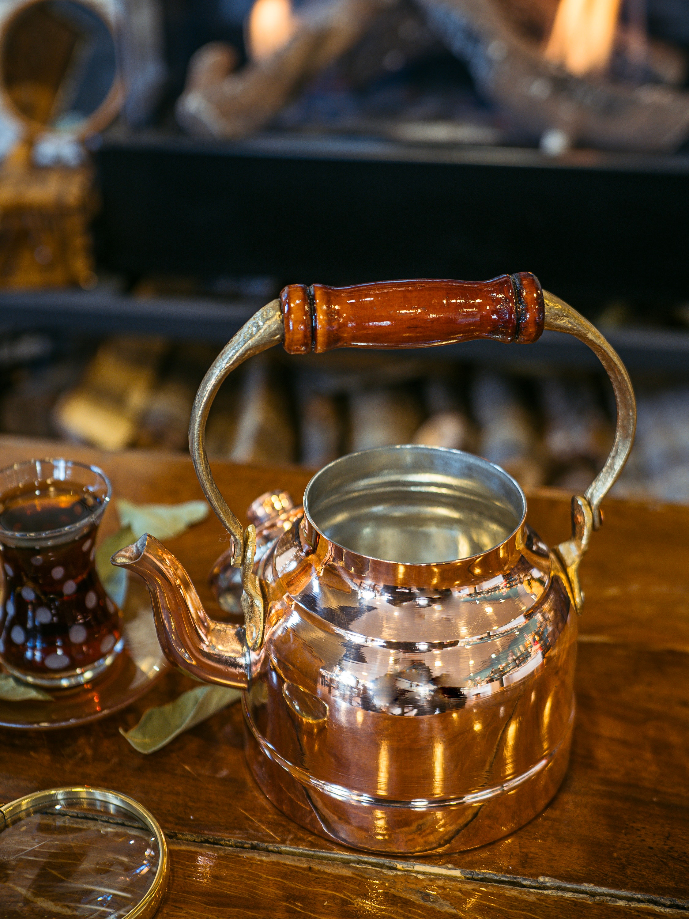 Handmade Copper Tea Kettle With Wood Handle, Stovetop Tea Kettle ...