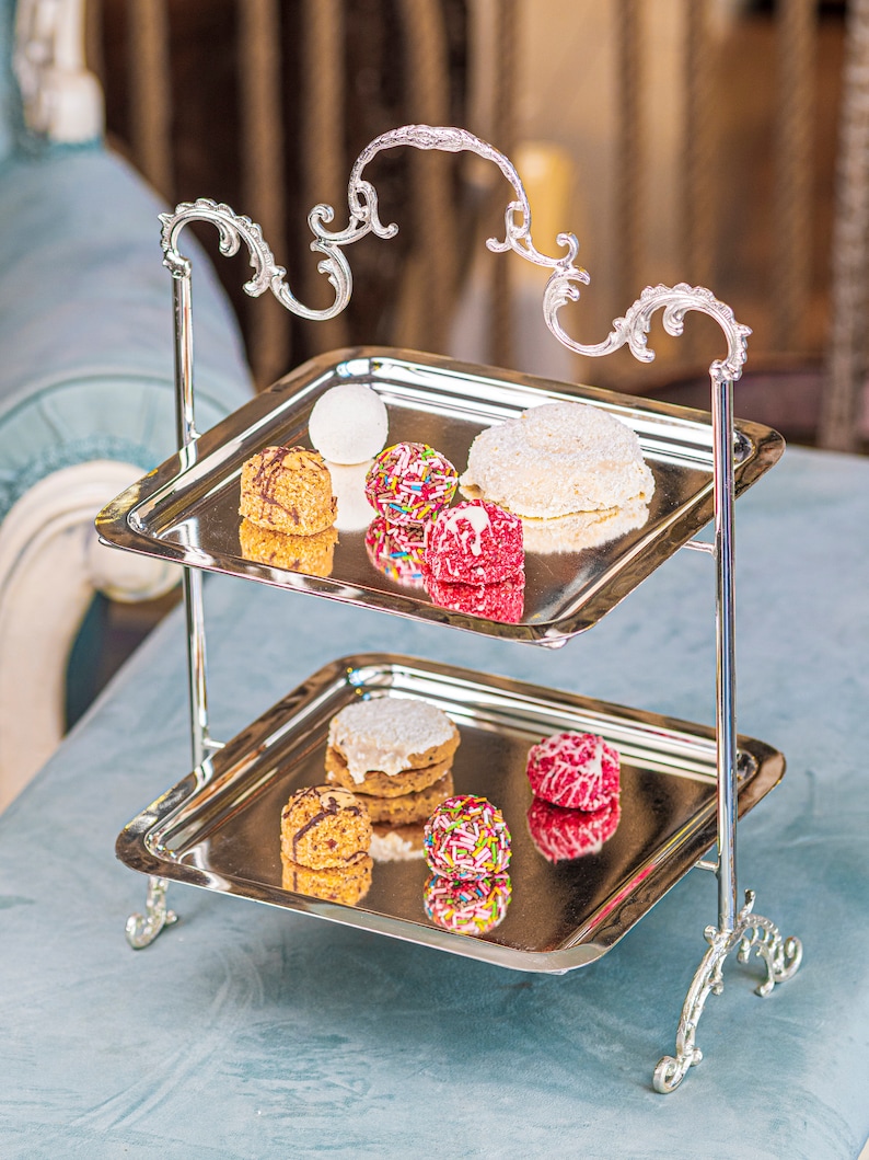 Handmade Silver Plated Tiered Stand, Luxury Silver Plated Serving Ware ...