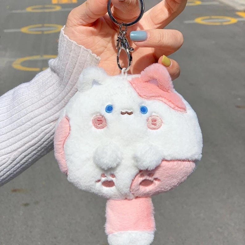 Meowing Cat Plush Keychain | Cute & Fluffy Charm | Plushie Keychain - Etsy