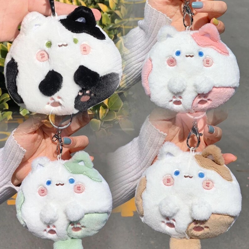 Meowing Cat Plush Keychain | Cute & Fluffy Charm | Plushie Keychain - Etsy