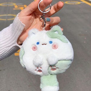 Meowing Cat Plush Keychain | Cute & Fluffy Charm | Plushie Keychain - Etsy