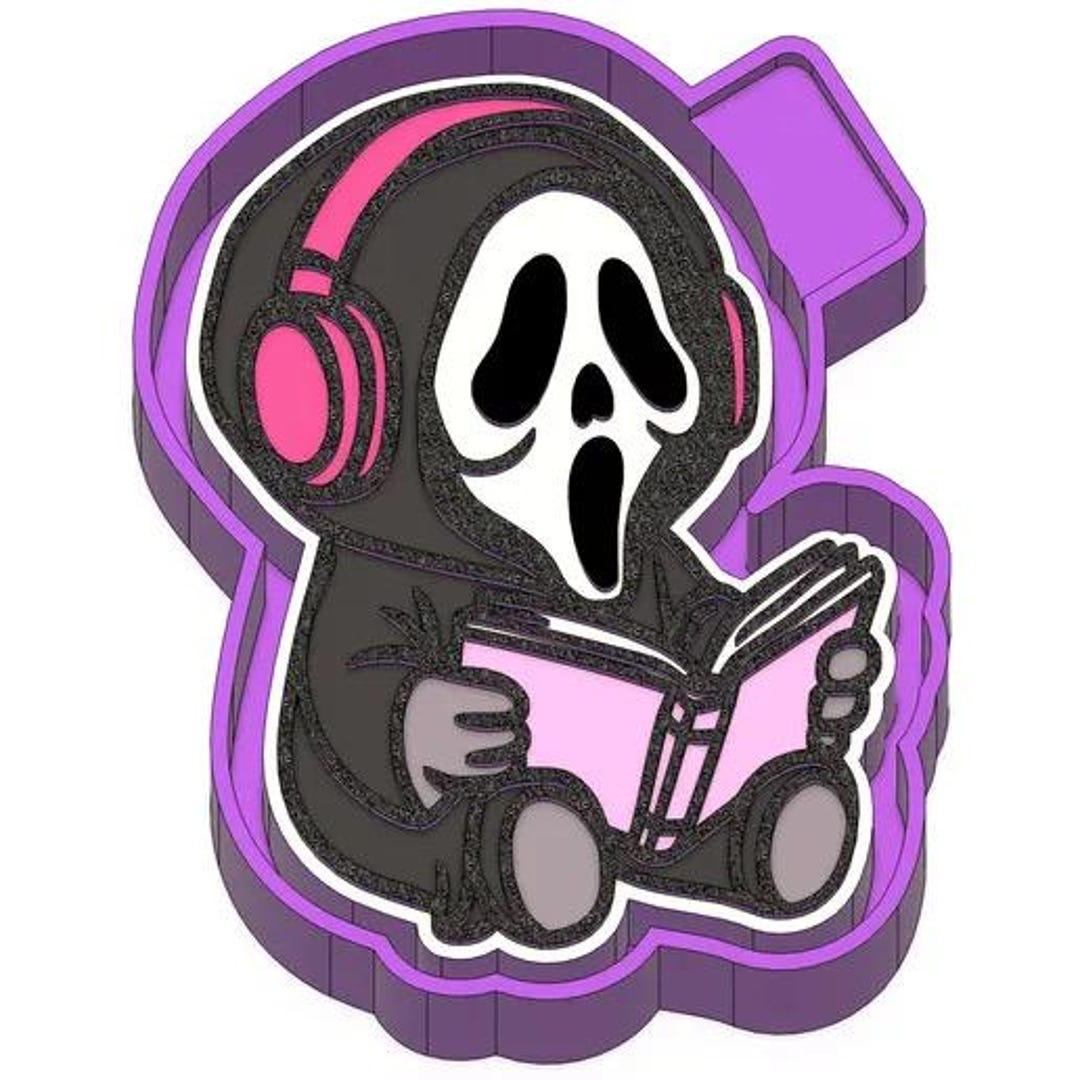 Scream Reading Book With Headphones Freshie Mold - Etsy