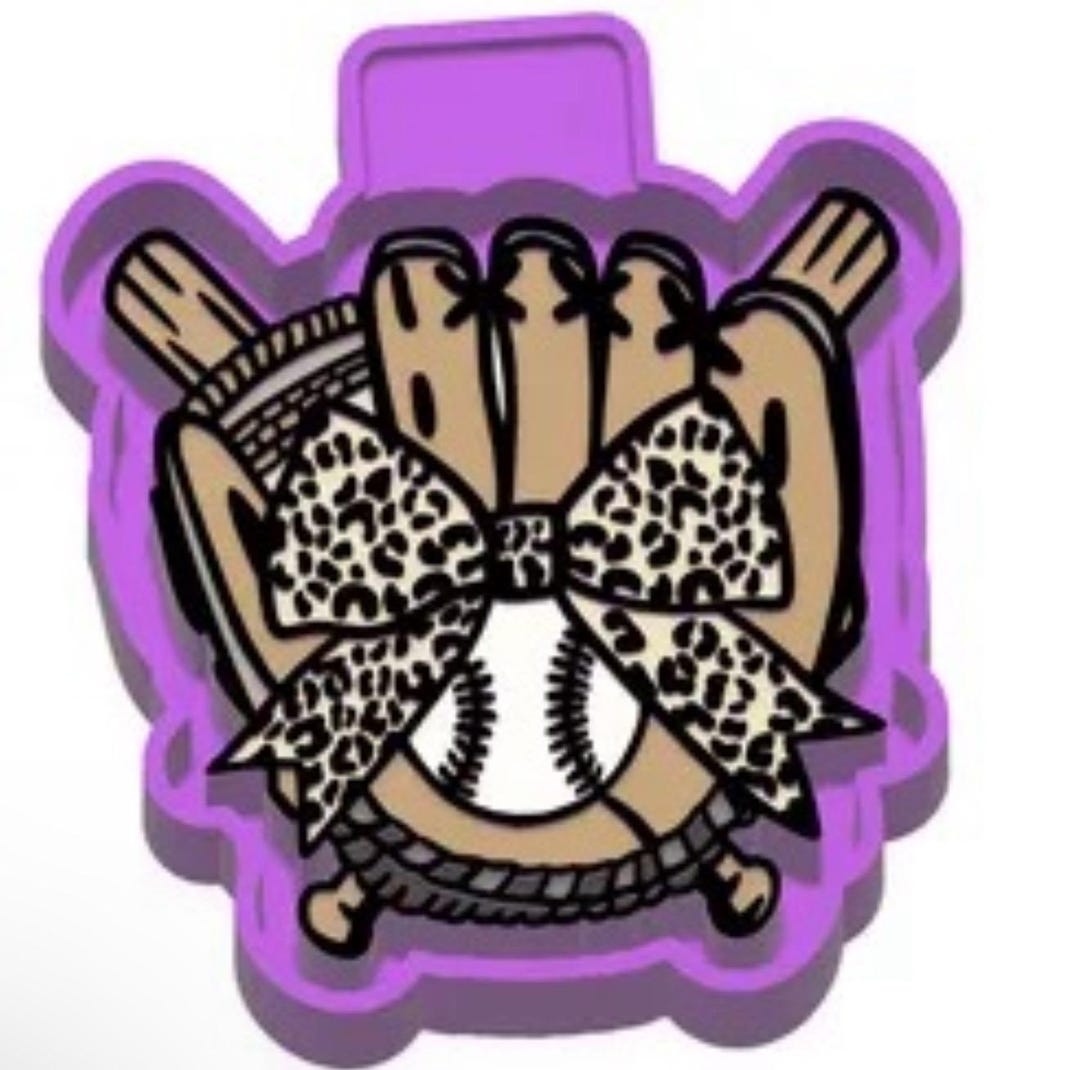 Cheetah Baseball and Glove With Bow Freshie Mold - Etsy