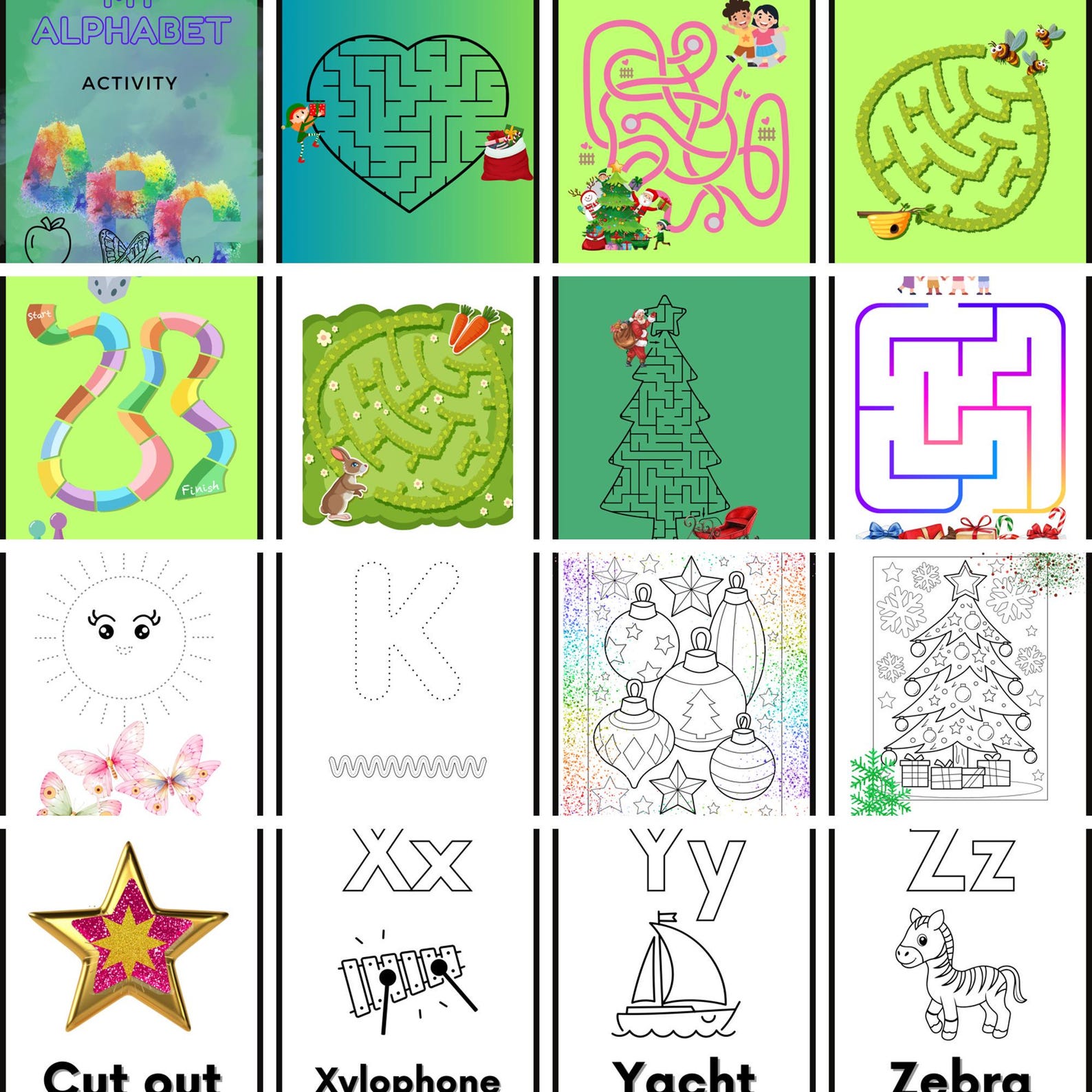 My Alphabet Activity Colorful Printable Learning for Letters X, Y & Z ...