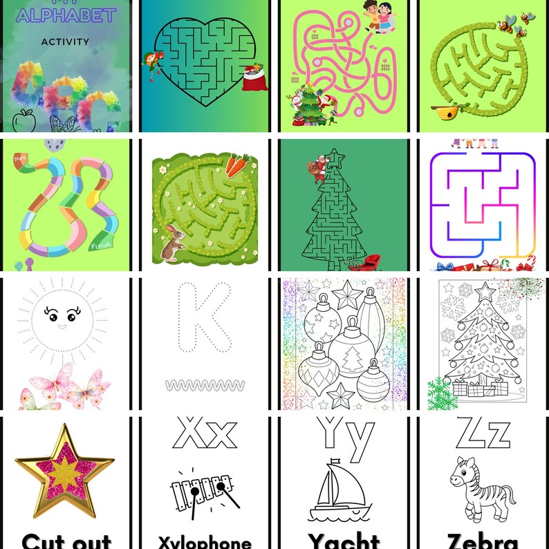 My Alphabet Activity Colorful Printable Learning for Letters X, Y & Z ...