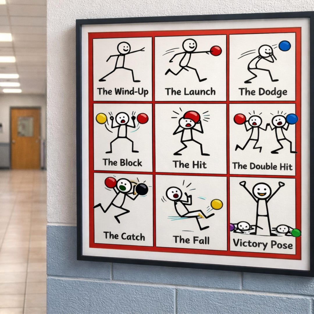 Dodgeball Stick Figure Art Print- A Fun Collection of Action ...