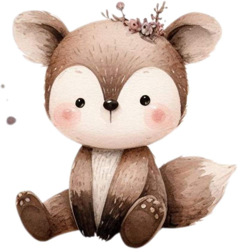 Baby Woodland Animals Clipart Bundle, Cute Nursery Art Bear, Fox ...