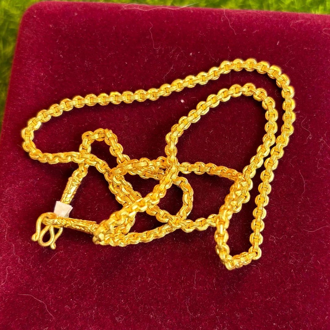 Pure 999 24K Yellow Gold Chain Necklaces Thai Handmade Men Women ...