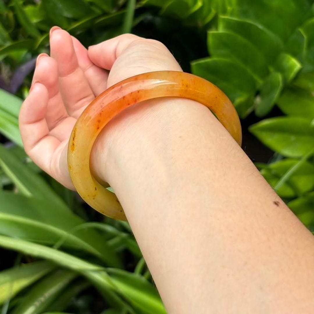 61.9mm Handcrafted Orange Burmese Jadeite Jade Bracelet – Certified ...