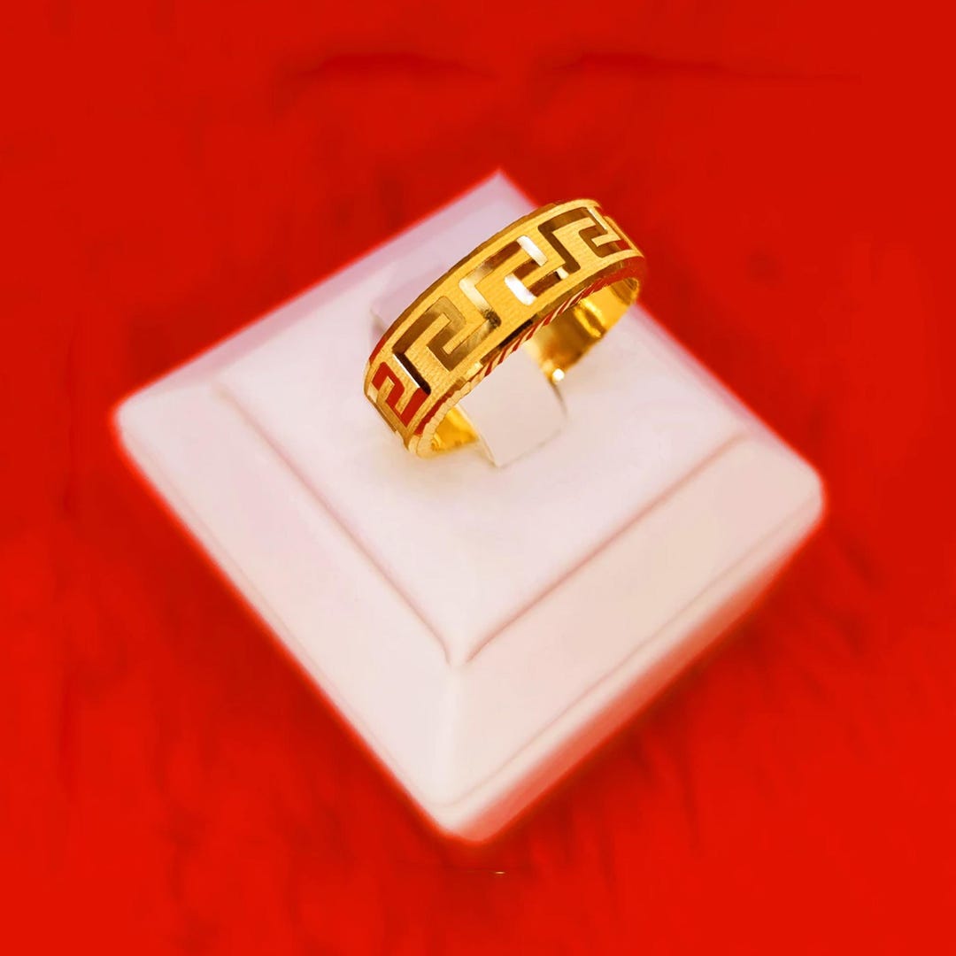 Men's Pure 999 Thai 24K Yellow Gold Chines Good Luck 999 Gold Ring ...