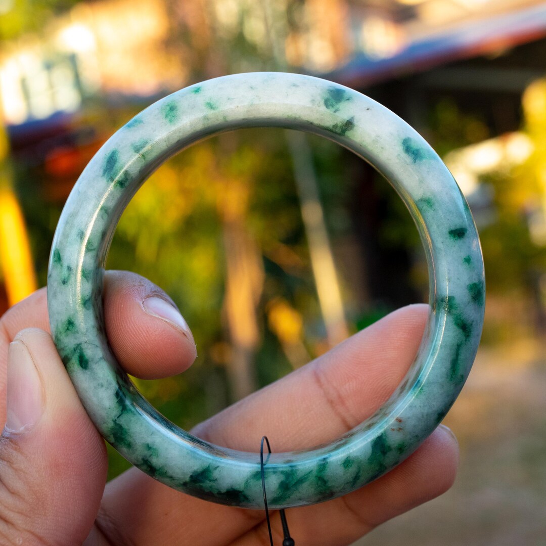Very Rare Exquisite Burmese Jadeite Jade Bangle: Icy With Vibrant Green ...