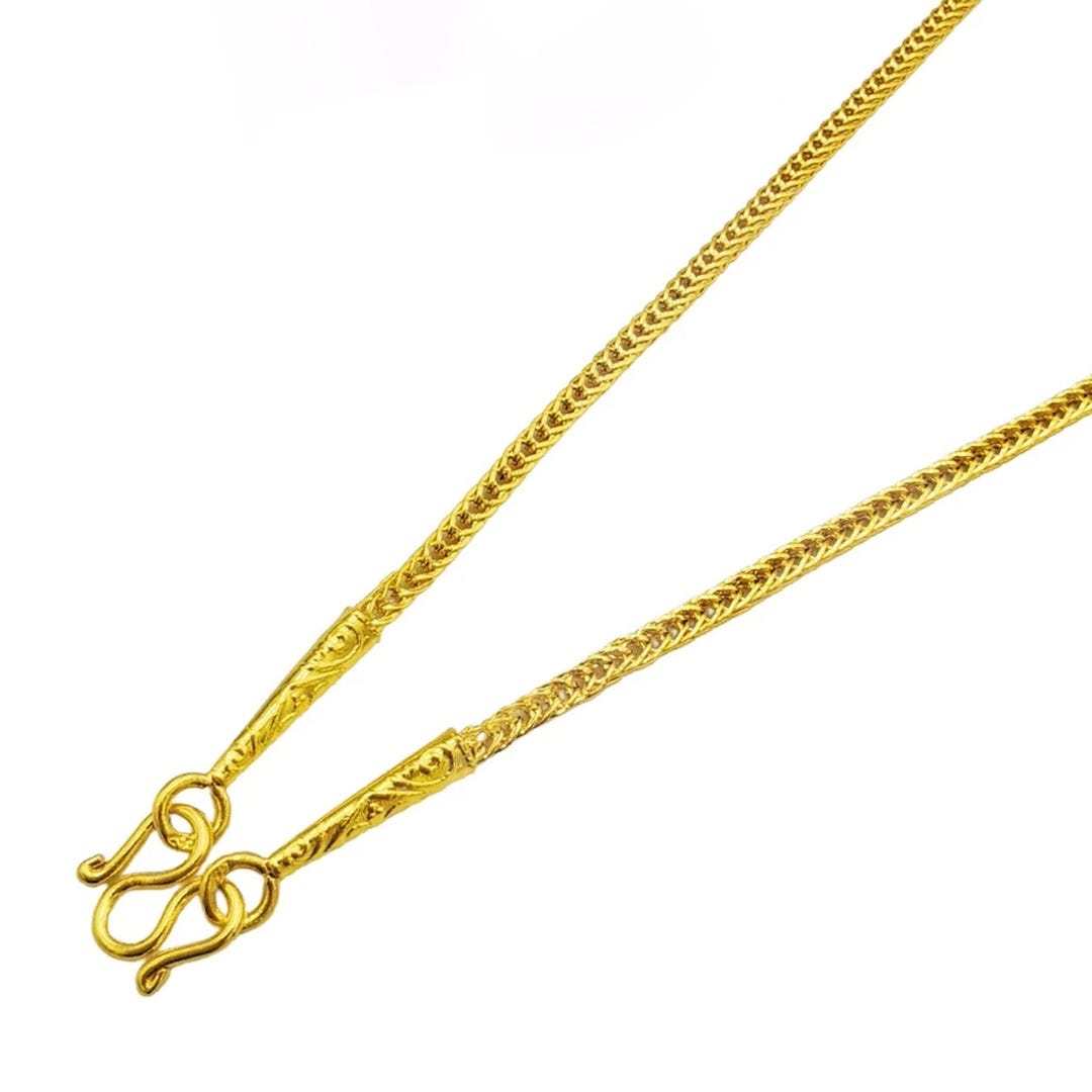 Thai Pure 999 24K Yellow Gold Chain Necklaces Handmade Men Women ...