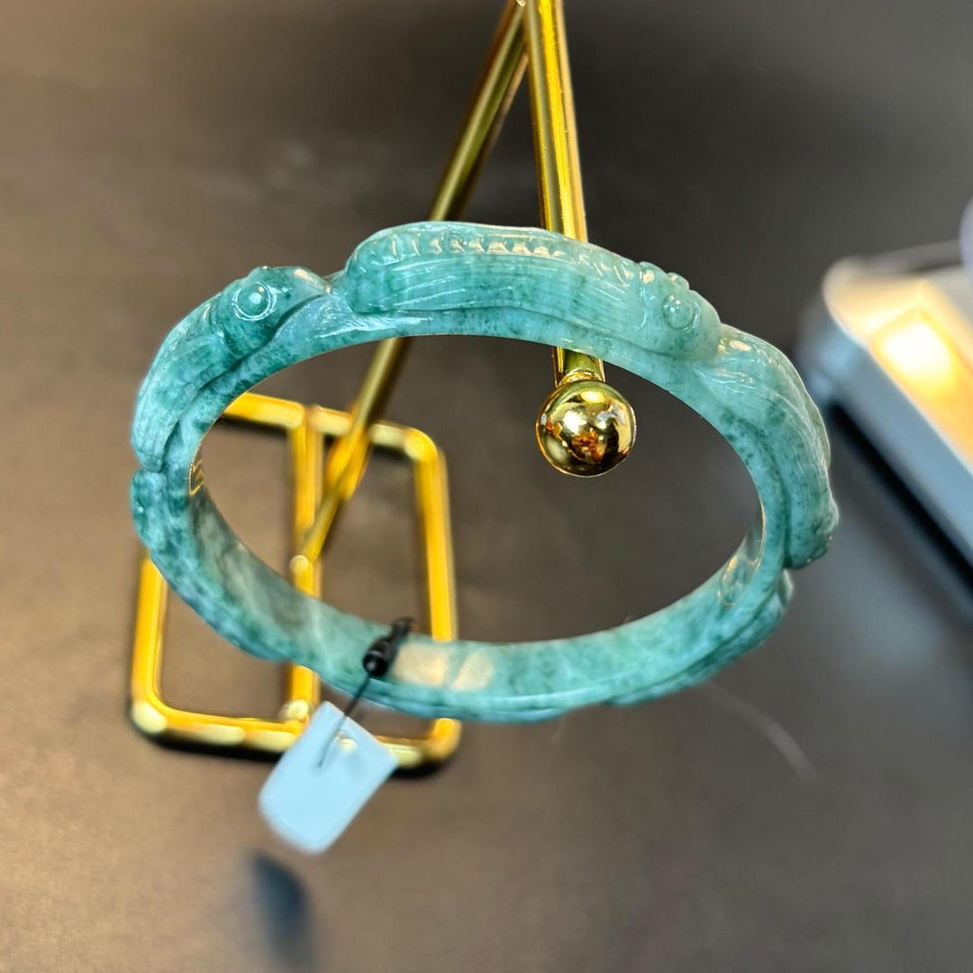 Rare Hand-carved Jadeite Jade Insect Cicada Bangle 58mm Green Jade ...