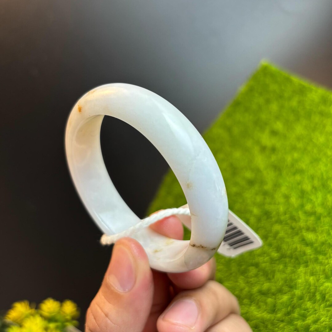 54mm Icy White Jadeite Bangle: Burmese Grade A Jade Bracelet - Etsy