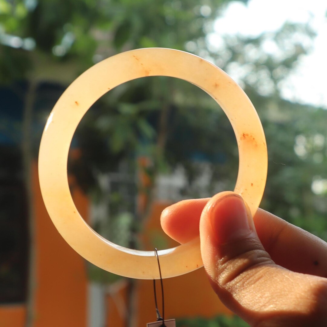 Orange Burmese Jadeite Bangle: Natural Jade Bracelet (61mm) - Etsy