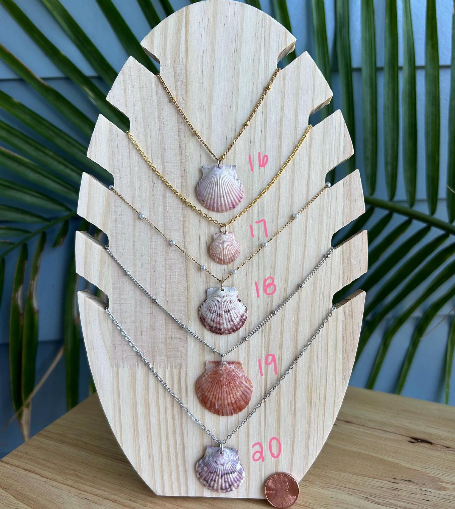 Seashell Necklace Beach Jewelry Gulf Coast Real Scallop Shell Custom ...