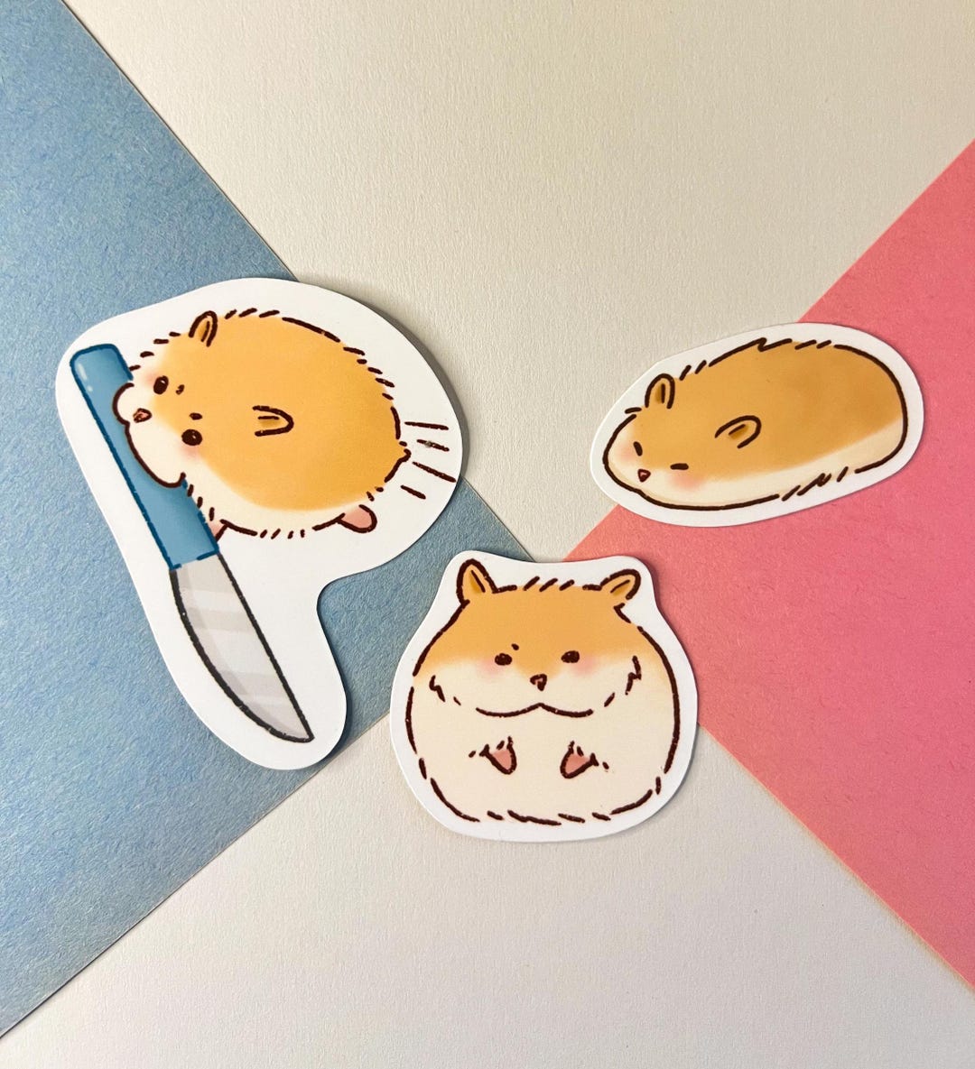 Grumpy Hamsters Stickers | Hamster With Knife Sticker, Flat Hamster ...