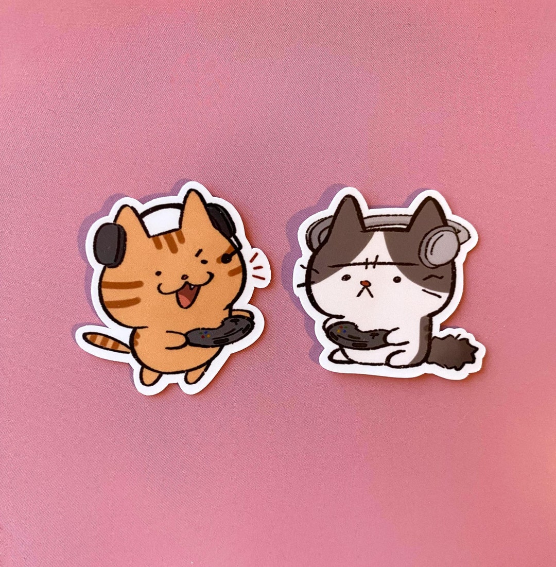 Gamer Cats Sticker | Gaming Duo, Cute Cats, Stationary, Journaling - Etsy