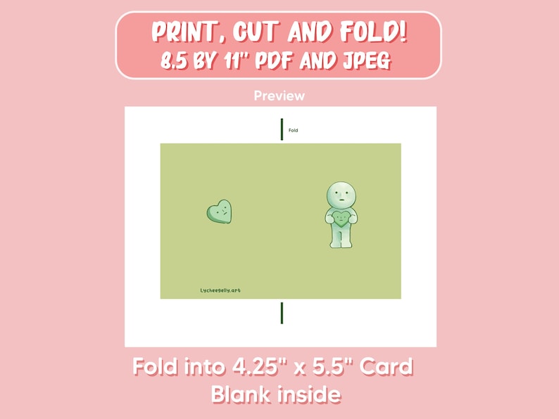 DIGITAL DOWNLOAD Smiski With Green Heart Greeting Card Cute Card ...