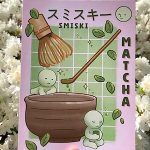 Little Green Matcha Guys Art Print | Aesthetic Cute Wall Art, Kawaii A5 ...