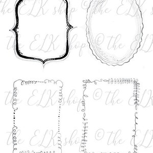 4 Designs - Hand Drawn Border Clip Art, Large and Small Frames, PDF and ...
