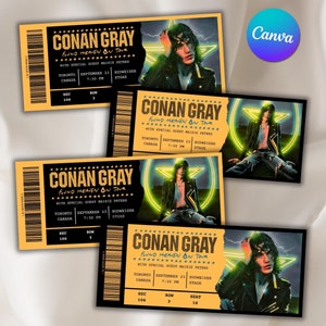 4 Editable Conan Gray Found Heaven on Tour Souvenir Concert Tickets ...