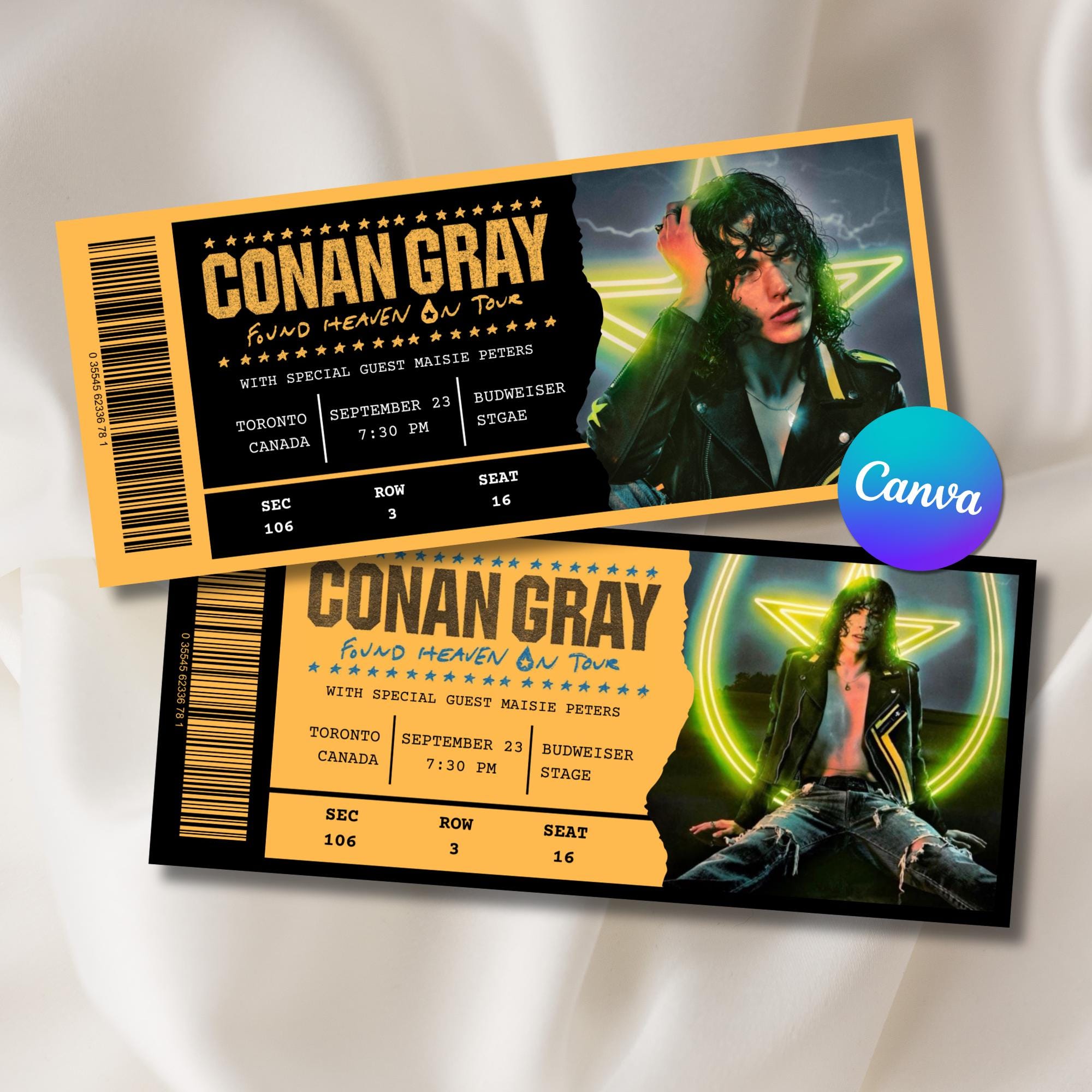 4 Editable Conan Gray Found Heaven on Tour Souvenir Concert Tickets ...