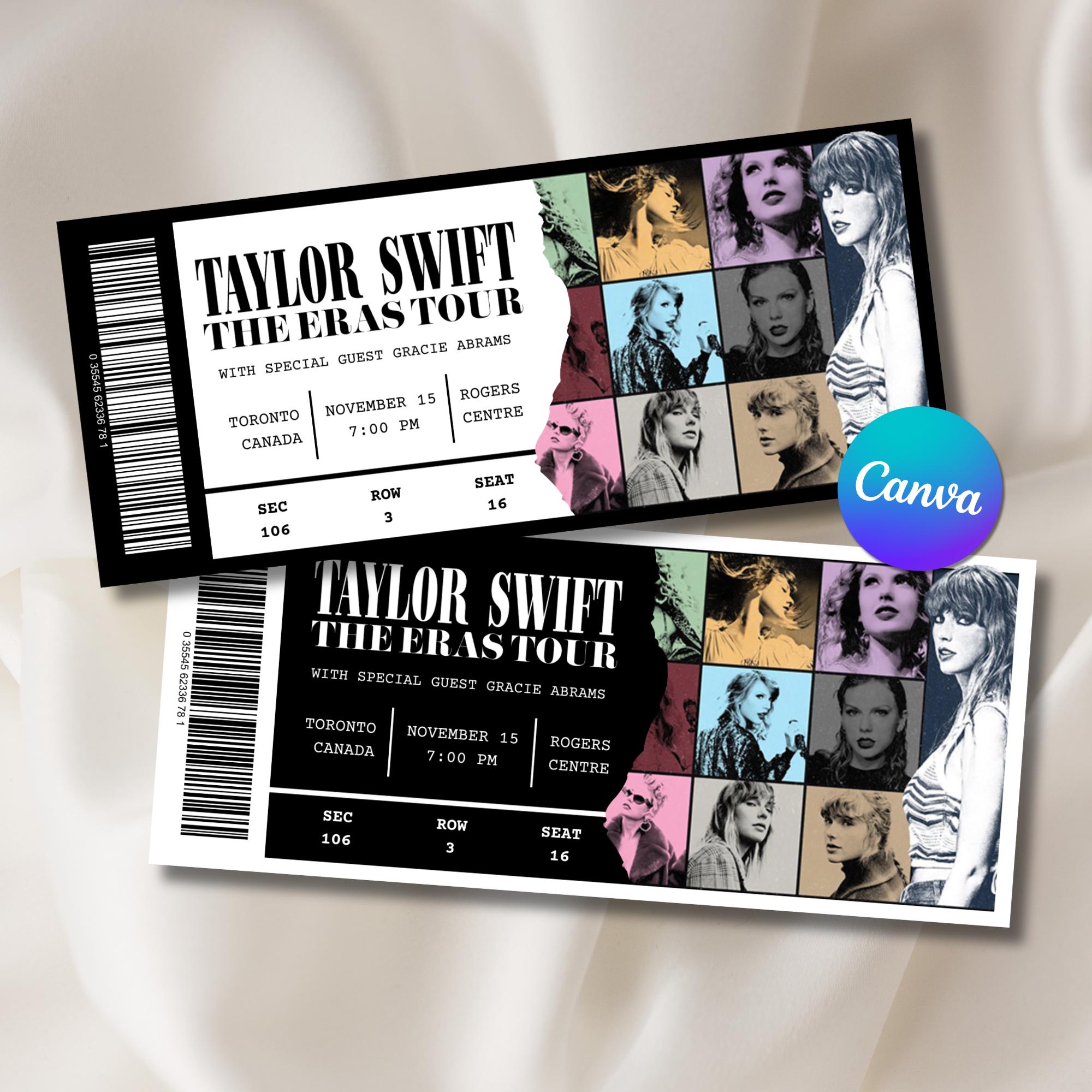 4 Editable Taylor Swift the Eras Tour Souvenir Concert Tickets ...